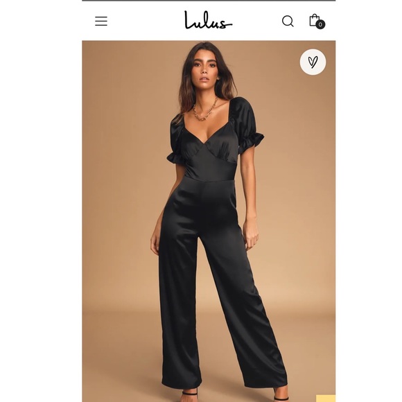 Lulus | Pants & Jumpsuits | Lulus Black Satin Wide Leg Jumper Brand New ...
